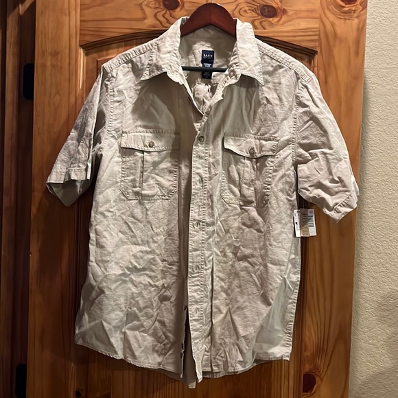 Basic Editions | Shirts | Mens Khaki Button Down Short Sleeve Shirt | Poshmark
